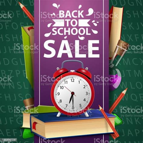 학교 판매로 돌아가기 학교 책과 알람 시계가있는 녹색 웹 배너 3차원 형태에 대한 스톡 벡터 아트 및 기타 이미지 3차원 형태 9월 검색 엔진 Istock