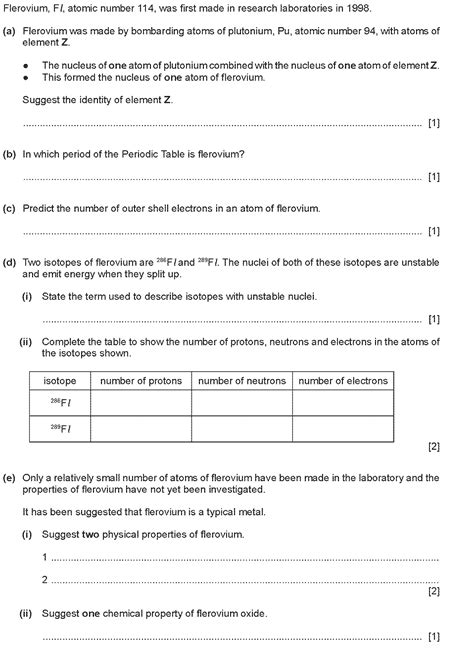 Periodic Table Igcse Exam Periodic Table Igcse Exam