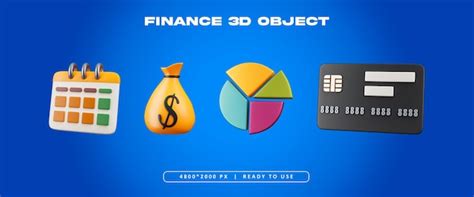 금융 객체 세트 고립 3d 렌더링 일러스트레이션 무료 Psd 파일
