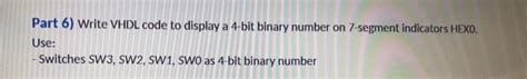 Solved Part 5 Write Vhdl Code To Implement The