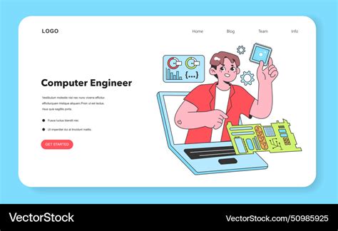 a computer engineer examines microchip royalty free vector