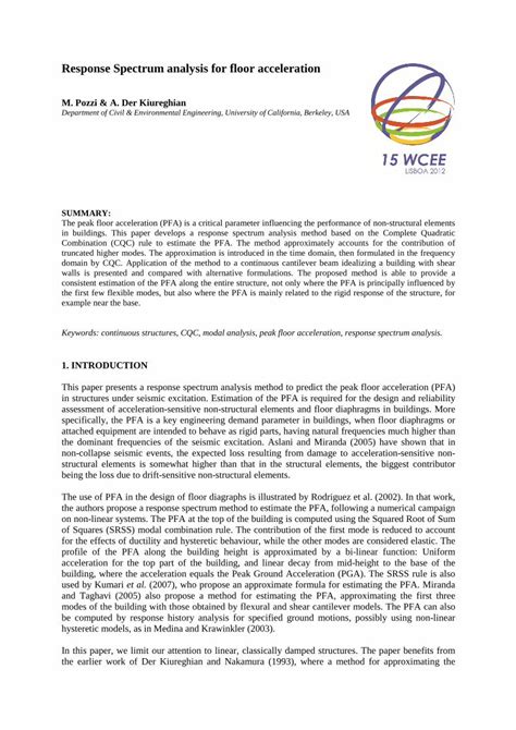 Pdf Response Spectrum Analysis For Floor · Pdf Fileresponse Spectrum