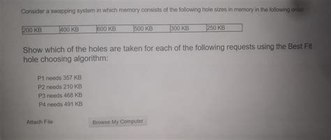 Solved Consider A Swapping System In Which Memory Consists