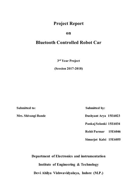 Bluetooth Controlled Robot Project Report Docx