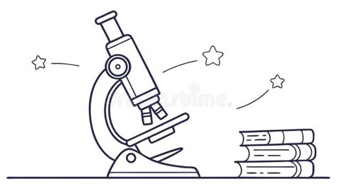 Microscope With Books Education And Scientific Study Vector Design