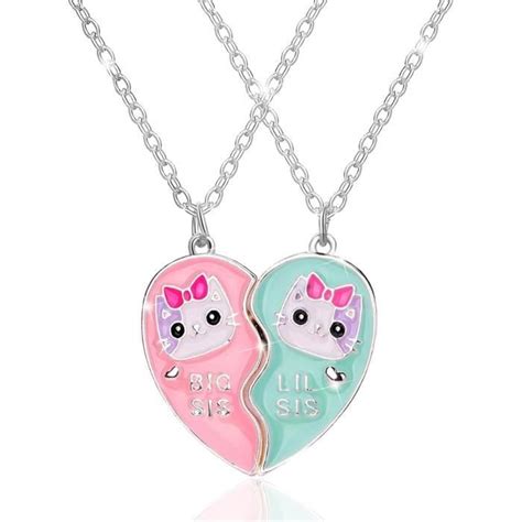 Tra Bff Collier Pour 2 Filles Meilleurs Amis Coeur Chats Pendentif Colliers Magnétiques