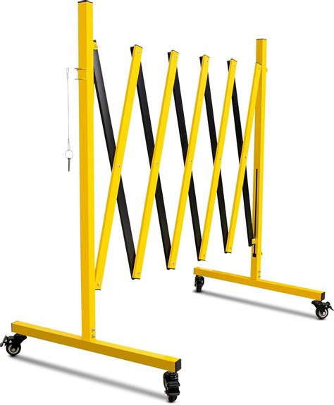 Industrial Expandable Metal Barricade 11 Feet Yellow And Black Mobile