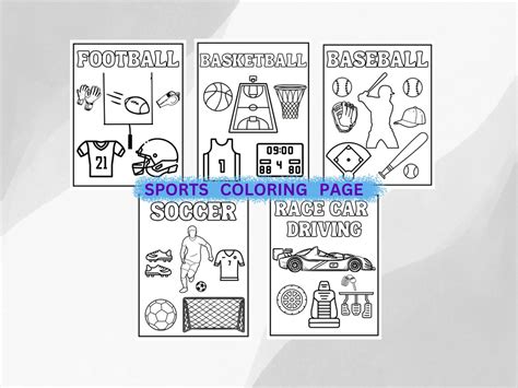 Sports Coloring Pages Football Basketball Baseball Pdf Download Etsy