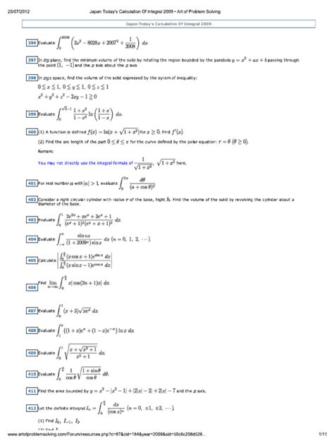 Calculation Of Integral 2009 Pdf