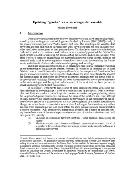 Gender As A Sociolinguistic Variable Pdf Sociolinguistics Identity Social Science