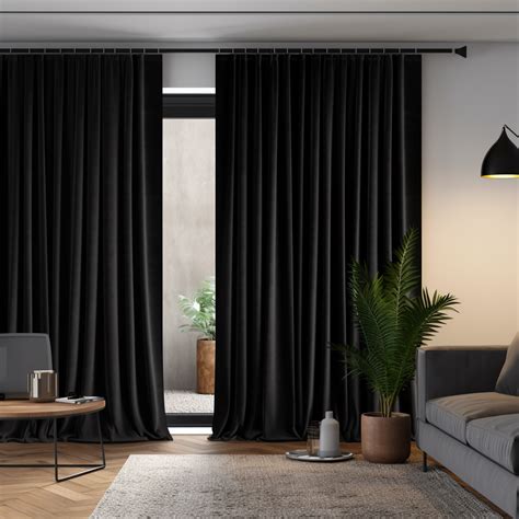 Heavy Black Velvet S Fold Curtains Custom Sizes 150 213 240 250