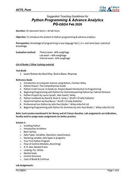 Python Programming And Advance Analytics Pdf