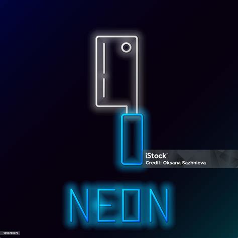 푸른 빛나는 네온 라인 고기 다지기 아이콘은 검은 배경에 고립되어 있습니다 고기용 부엌칼 정육점 칼 해피 할로윈 파티 다채로운 윤곽선 개념 벡터 일러스트 가정 생활에 대한