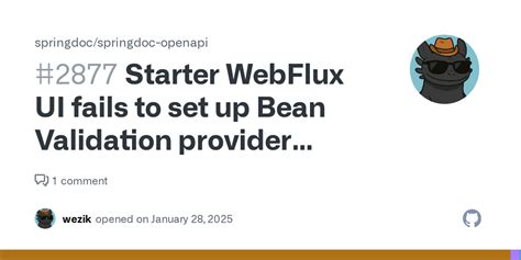 starter webflux ui fails to set up bean validation provider since