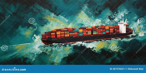 International By Container Cargo Ship Boa Stock Image Image Of Boat