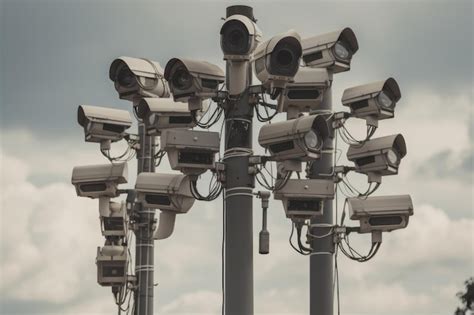 Premium Photo Lots Of Cctv Security Cameras Monitoring A City