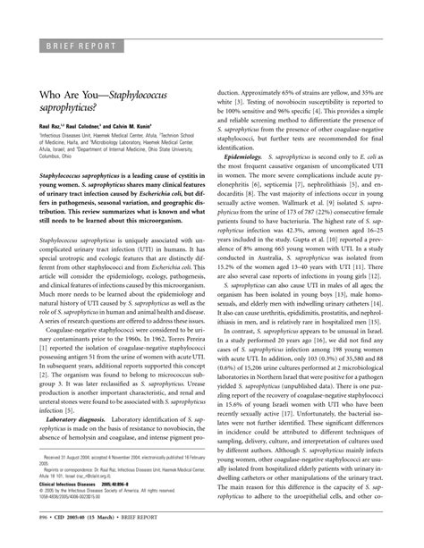 Pdf Who Are You Staphylococcus Saprophyticus
