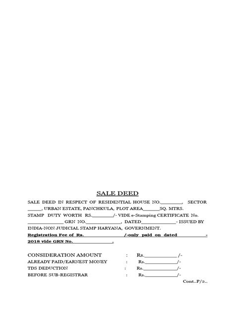 Draft Of Sale Deed Word Pdf Affidavit Deed
