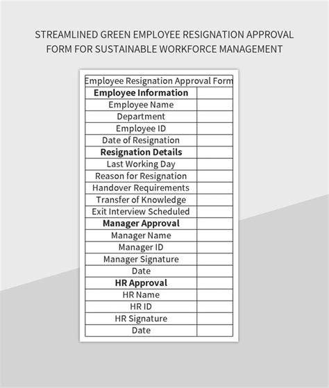 Streamlined Green Employee Resignation Approval Form For Sustainable
