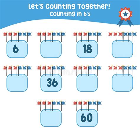 math activity count and write the missing numbers stock vector