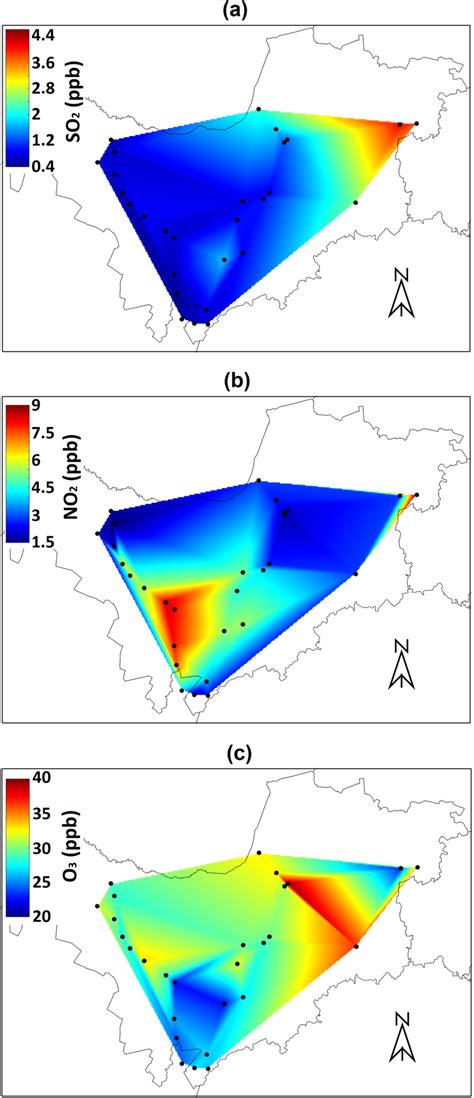 Spatially Interpolated Average So 2 A No 2 B And O 3 C