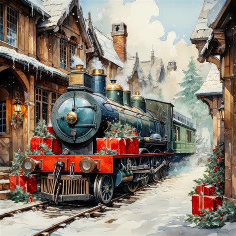 Download Ai Generated Train Christmas Royalty Free Stock