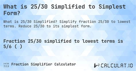 What Is 2530 Simplified To Simplest Form Calculatio