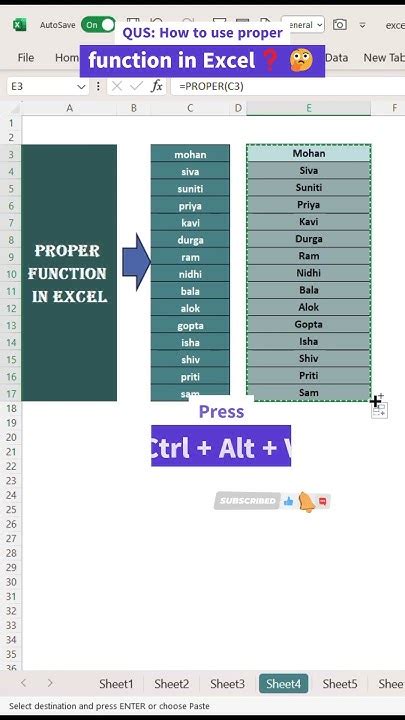Proper Function In Excel Proper Formula In Excel 👍💯🤗 Shorts Excel Exceltips