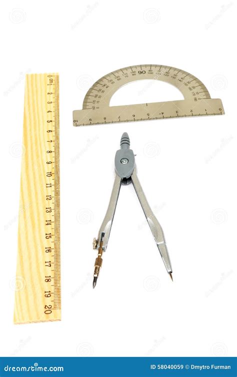 The Ruler Protractor And Compass Stock Photo Image