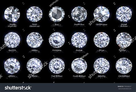 Eighteen Varieties Round Shape Diamond Cuts Stock Illustration