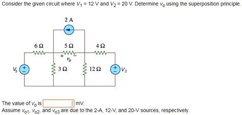 consider the given circuit where v1 12 v and v2 20 v determine v0