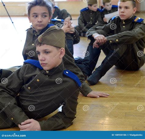 Cadets In The Classroom For Practicing Choreography In The Cossack Cadet Corps Editorial Photo
