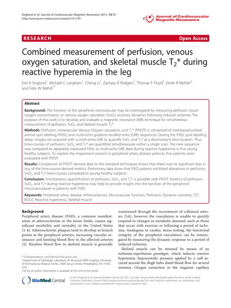 Pdf Combined Measurement Of Perfusion Venous Oxygen Saturation And