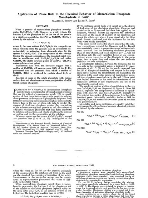 Brown Et Al 1959 Pdf Chemical Equilibrium Precipitation Chemistry