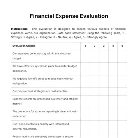 Financial Expense Evaluation Template Edit Online And Download Example
