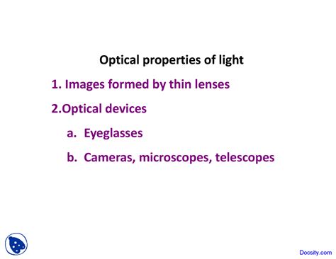 Optical Devices General Physics I Lecture Slides Docsity