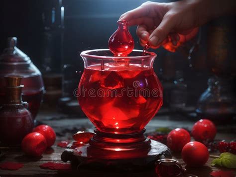 ruby elixir a vibrant exploration of the red potion stock illustration