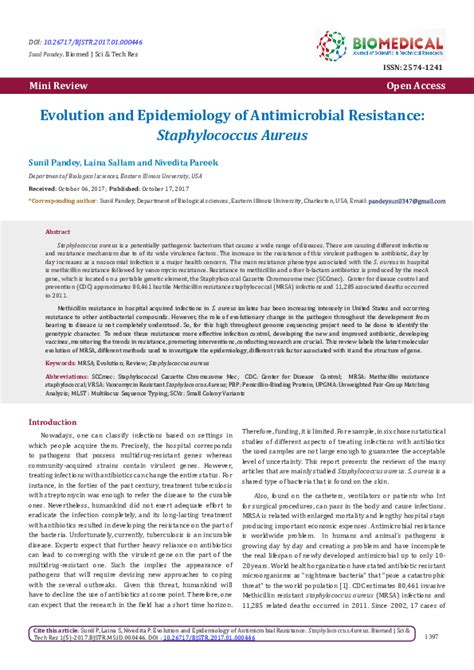 Pdf Evolution And Epidemiology Of Antimicrobial Resistance Staphylococcus Aureus