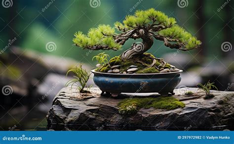 Crooked Japanese Pine Bonsai Growing On Stones Stock Illustration Illustration Of Park