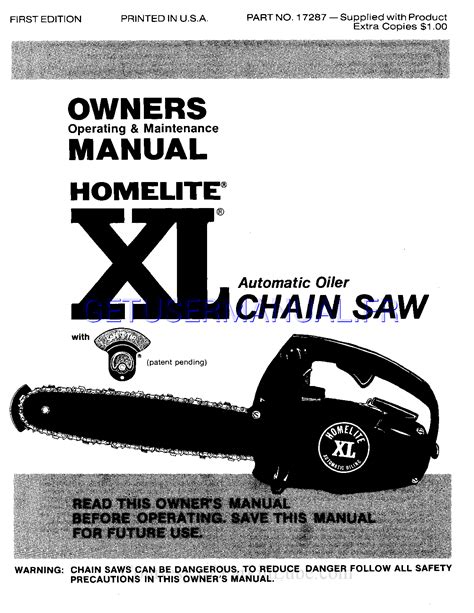 Homelite Chainsaws Xl Owners Manual Download Free