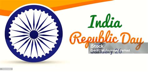 인도 공화국의 날 측면에 타이포그래피와 파란색 바퀴가 있는 배너 디자인 인도 애국적인 연방 공휴일 배경 개념 배경 주제에 대한 스톡 벡터 아트 및 기타 이미지 Istock