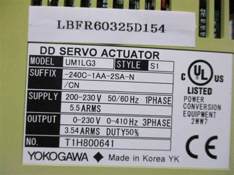 中古yaskawa Dd Servo Actuator Um1lg3 240c 1aa 2sa Ncn Growdesystem