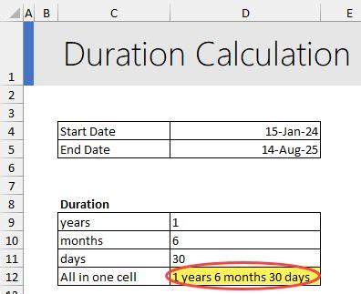 How To Calculate Time Between Two Dates In Years Months Days Excel Formula In Excel