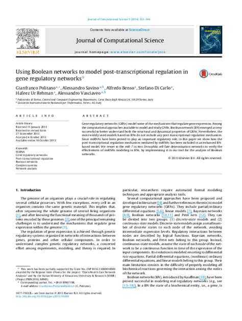 Pdf Using Boolean Networks To Model Post Transcriptional Regulation