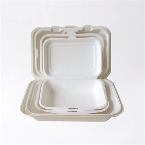 Sugarcane Bagasse Clamshell Boxes Eco Friendly Takeaway Food Packaging