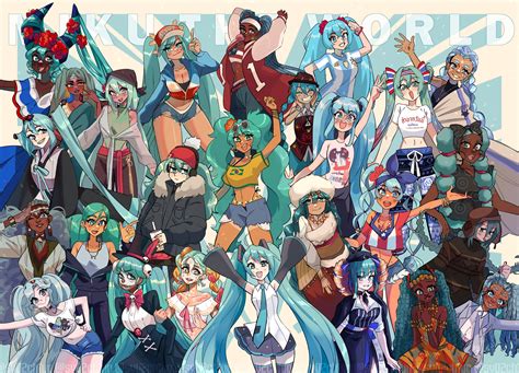 Hatsune Miku Brazilian Miku Puerto Rican Miku And American Miku Vocaloid Drawn By Sv02chiyo