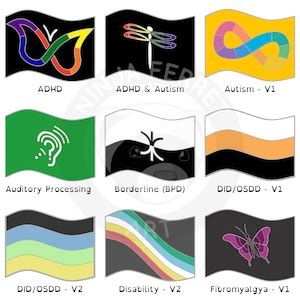 Disability And Neurodiversity Pride Flag Enamel Pins Choose Your Flag