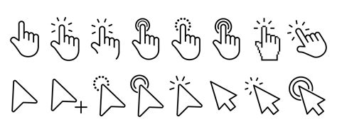 Pointer Mouse Click Hand Cursor Line Icon Set For Web 55548081 Vector Art At Vecteezy