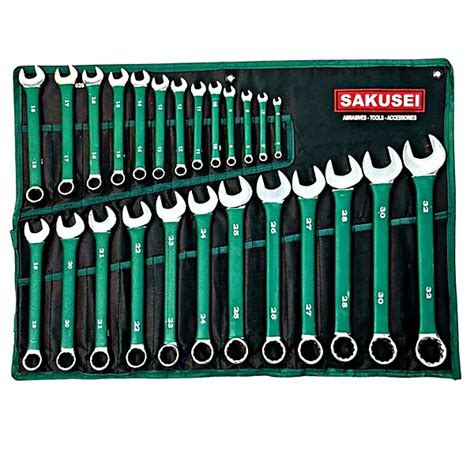 Sakusei 25pc Spanner Set 6 32mm Soft Grip Combination Spanner Set Metric