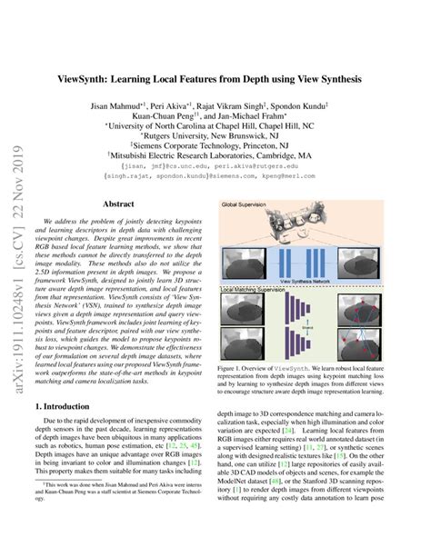 Viewsynth Learning Local Features From Depth Using View Synthesis Deepai